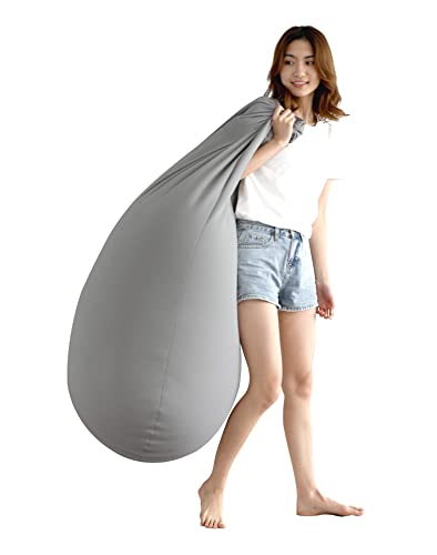 Makeswell ビーズクッション 部屋で邪魔にならないサイズ(125×60 × 60cm) 日本の住宅向けに開発 カバーが洗える 補充可能 伸縮 軽量 ソファー (Light Gray ...