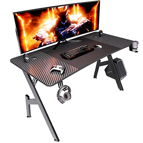 ゲーミングデスクパソコンデスク幅120cm×奥行60 cm ゲーミングテーブル ワークテーブル 特大マウスパッド、ヘッドセットスタンド、カップホルダー付き | Sizeee