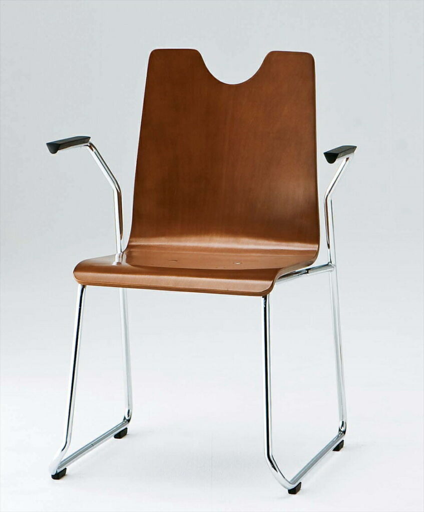 TOKIO【藤沢工業】 リフレッシュ&ダイニングチェア(スタッキングチェア) 背・座部合板 ループ脚・肘付きタイプ RNH-L2A | Sizeee