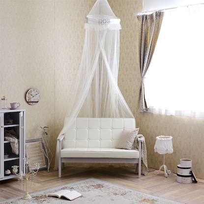 レトロ調コンパクトソファ(2P クロスステッチ WH/WH) | Sizeee