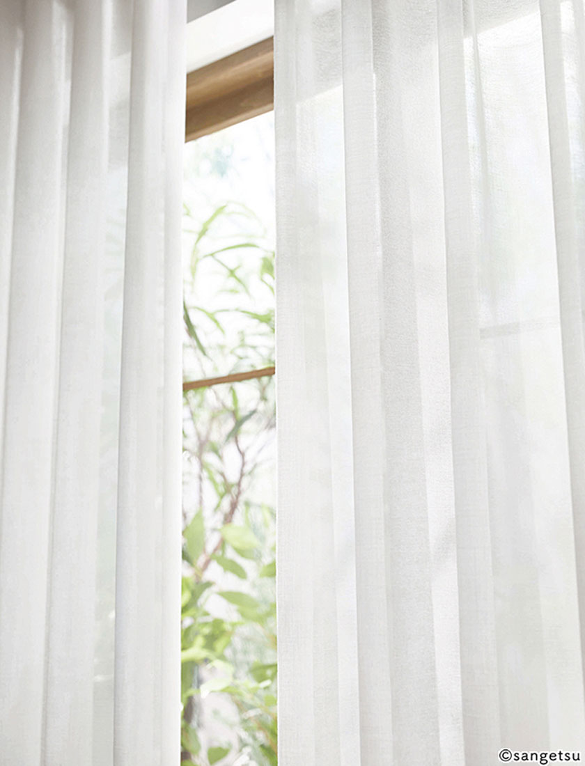 サンゲツ ストリングス オーダーカーテン 形態安定 裾:折返し 2.0倍ヒダ STRINGSSC8259(シアー)【カーテン幅76～150×カン下寸法81～100cm】 | Sizeee