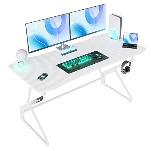 CubiCubiゲーミングデスク 幅114cm*奥行60cm*高さ73cm 組み立て簡単 頑丈 おしゃれ ゲーミングテーブル パソコンデスク ゲーマー向き デスク ゲーム実況 炭素繊維天板 ...