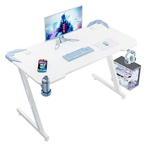 victone ゲーミングデスク「メーカー一年保証」幅112cm*奥行60cm*高さ74.4cm パソコンデスク z字脚 デスク pcデスク ゲームデスク オフィスデスク 作業机 炭素繊維天板 ...