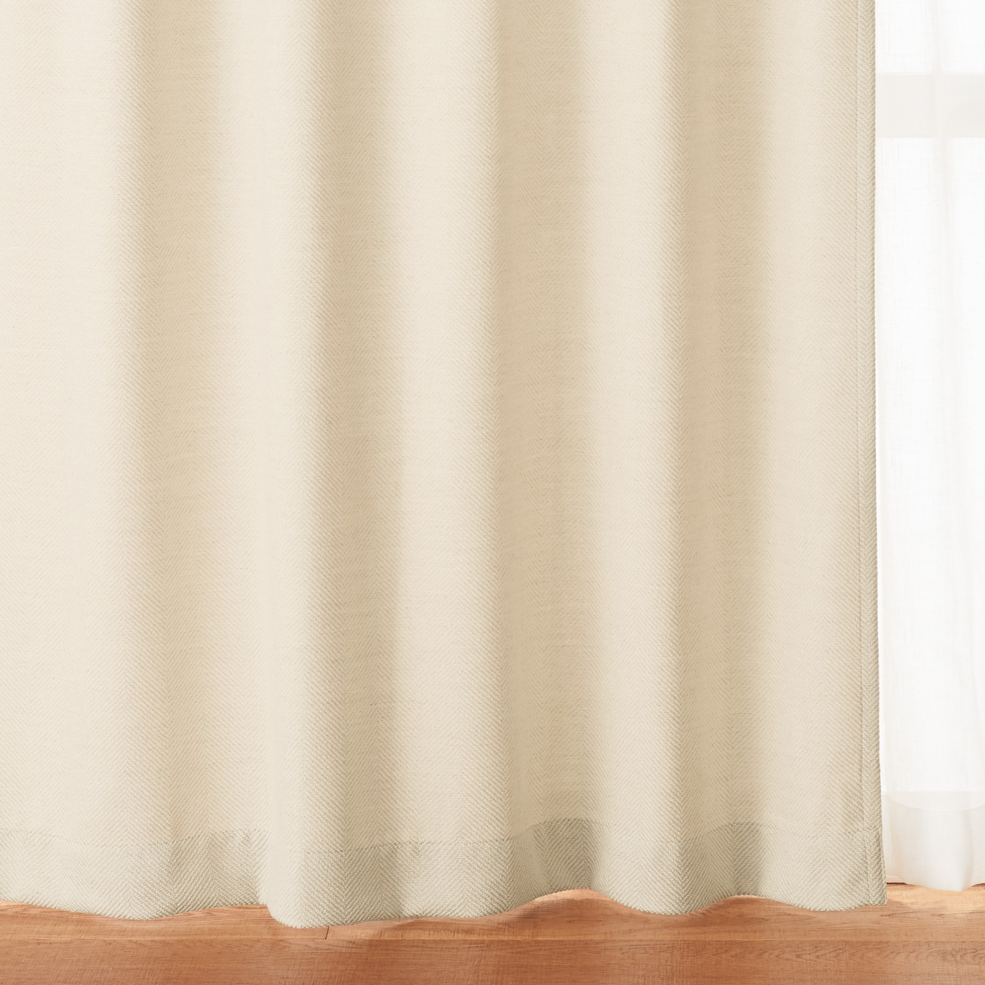 ポリエステルシェニールヘリンボーン(防炎)プリーツ2倍/アイボリー | Sizeee