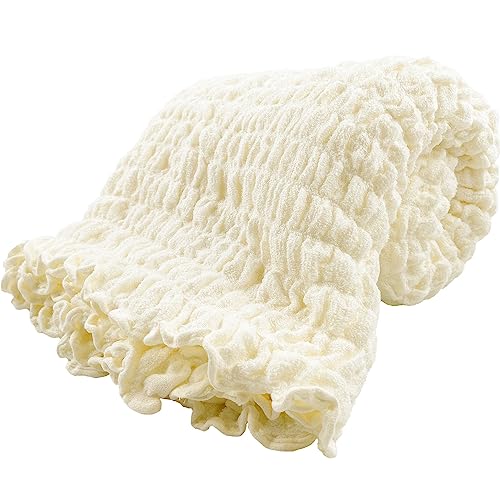 シンプルフレッシュ(Simple Fresh) やわらか くしゅくしゅ タオルケット シングル (アイボリー) 140×190cm レーヨンとしわ加工でやさしい肌ざわり 春 夏 秋用 | Sizeee