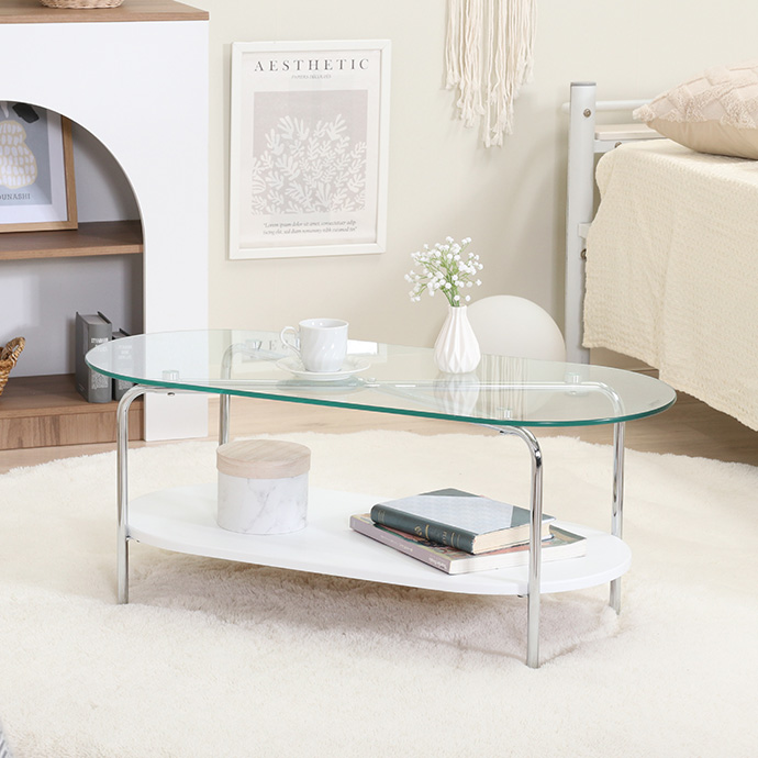 【幅90cm】Chamill ガラスセンターテーブル | Sizeee