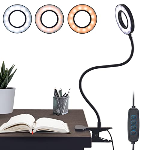 コモライフ クリップ型の LED調光ライト クリップライト 電気スタンド デスクライト 調光 調色 LED ベッド ライト 読書灯 卓上ライト 360度角度調節 3段階調色 10段階調光 (約 ...