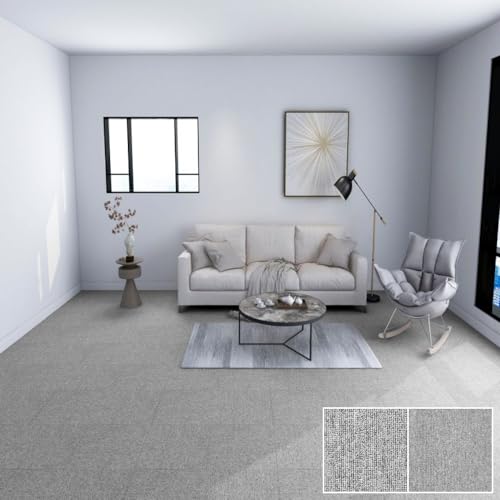 床暖房対応 タイルカーペット 大判 【50×50cm 80枚】 事務所カーペット防炎 PVCフロアタイル 床保護 滑り止め 防音 保温 原状回復 床 カーペット 洗える カット可能 高齢者/お ...