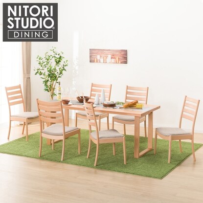 ダイニングテーブル7点セット(NコレクションT-06U 180 NA/C-07F NA/BE) | Sizeee