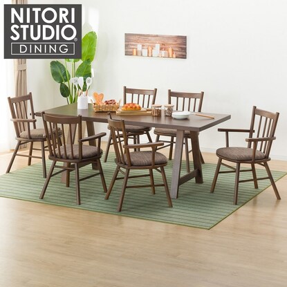 ダイニングテーブル7点セット(NコレクションT-06A 180 MBR/C-41肘付き MBR-DMO) | Sizeee