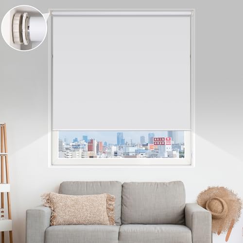 Grandekorロールスクリーン ロールカーテン つっぱり式 1級遮光 オーダーメイド 0.5cm単位サイズ指定無料 穴あけ不要 突っ張り式 チエーン式 UVカット 断熱 防水 ホワイト 長 ...