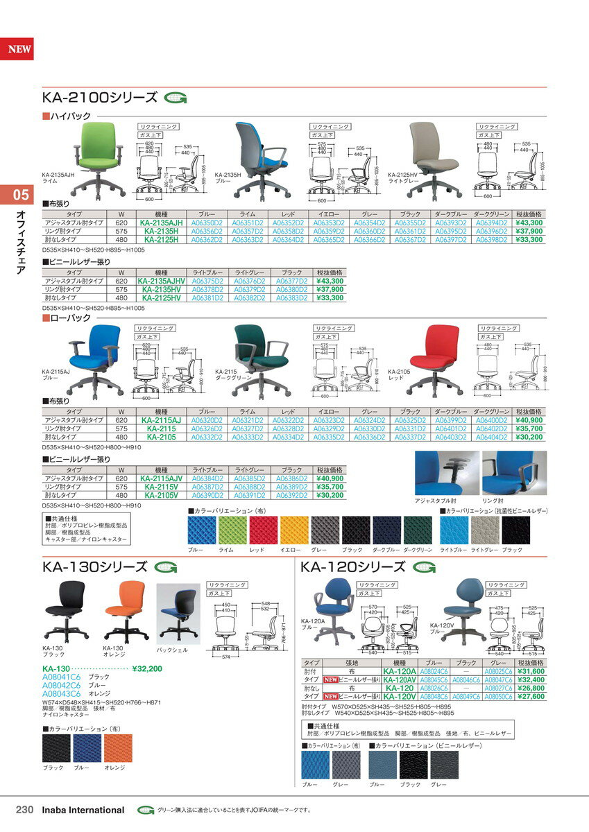 ★いまだけ!最大ポイント16倍★【全国配送可】-イナバオフィスチェアオフィスチェア KA-2125HV ハイ肘無 ライトブルー 商品コード(A06381D2) サイズW480 D535 ...