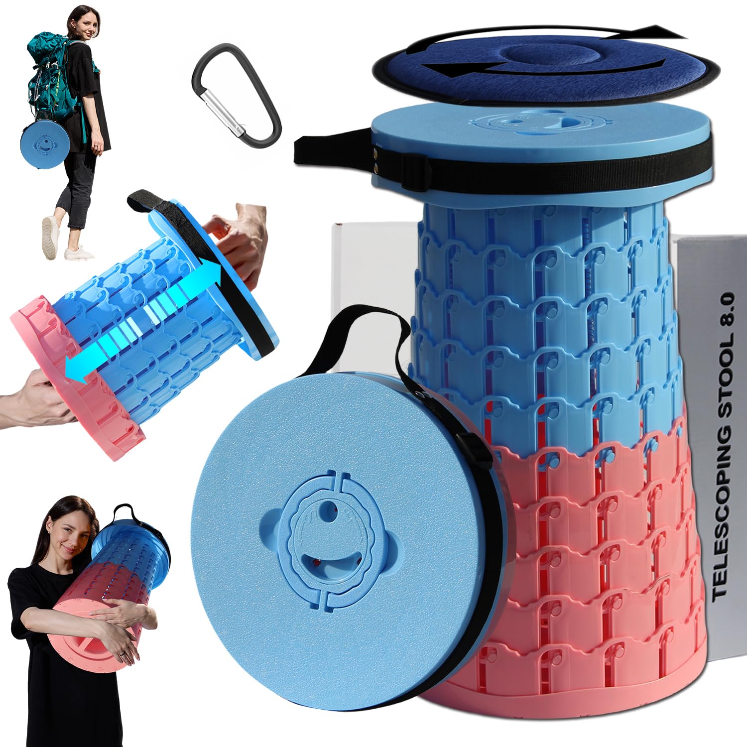 ALEVMOOMアップグレード 折りたたみ椅子 50cm 高さ調節可能 折りたたみいす 折り畳み椅子 折り畳みいす 耐荷重450kg クッションつき 第八代伸縮スツール おりたたみいす 頑丈 ...