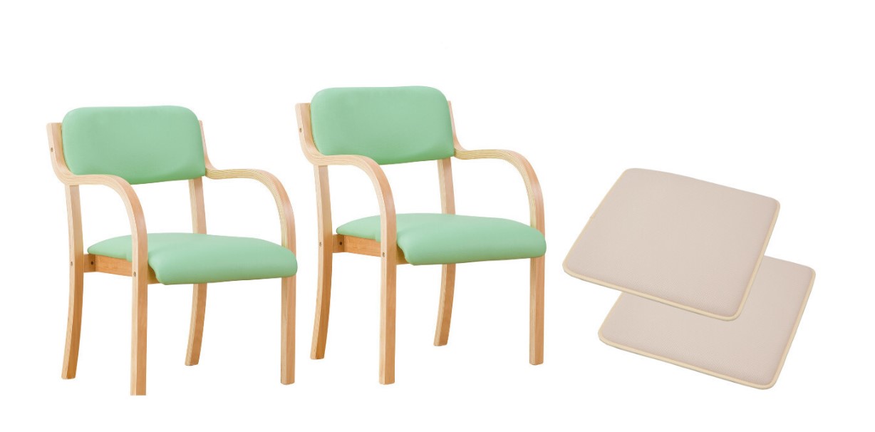 【2脚セット】立ち座りサポートチェア +6層ハニカムメッシュクッション付き (グリーン、アイボリー) [イス 椅子 g-fl]※代金引換不可※沖縄、離島への配送不可 | Sizeee