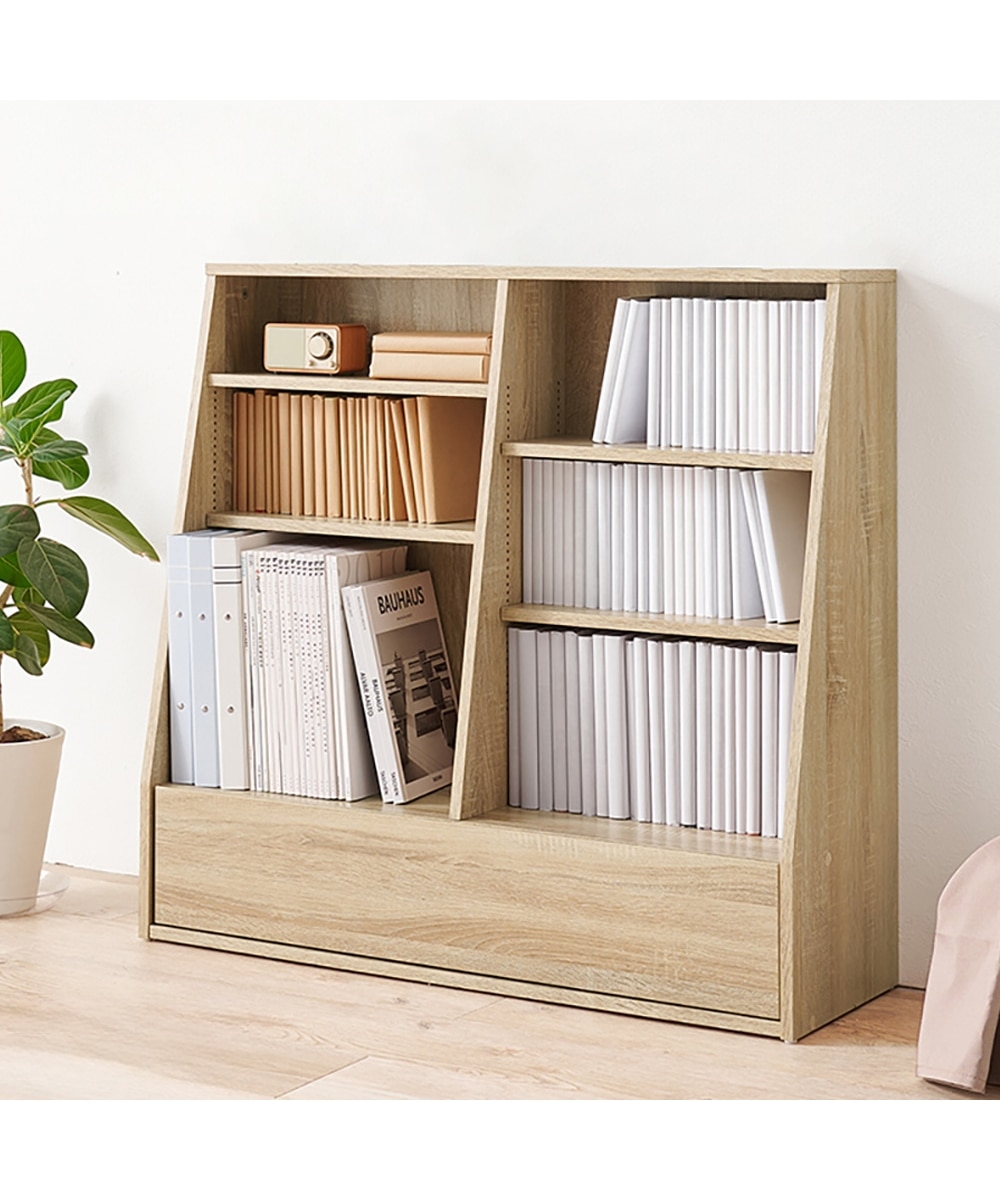 1cmピッチ引き出し付きブックラック ロータイプ | Sizeee