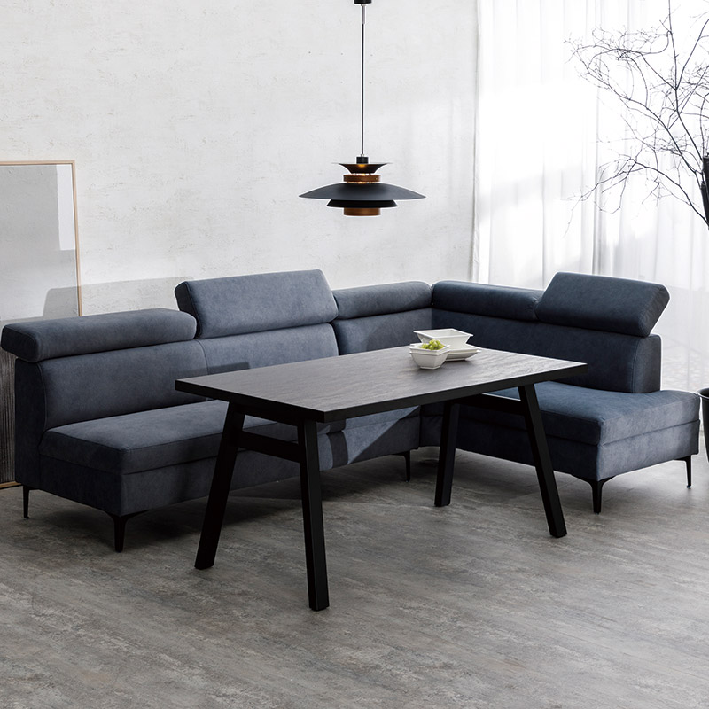 リビングダイニングセット テーブル エボル 天板140×80 BK/SGY ハ脚 BK + リビングダイニングソファ レグルスⅡ アームレス165AL コーナーL DGY【大型商品配送 ...