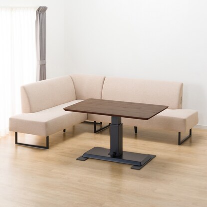 傷・汚れに強いファブリックタイプ リビングダイニングテーブル3点セット(LC-004 120 MBR/右コーナーソファセット/NSF BE) | Sizeee