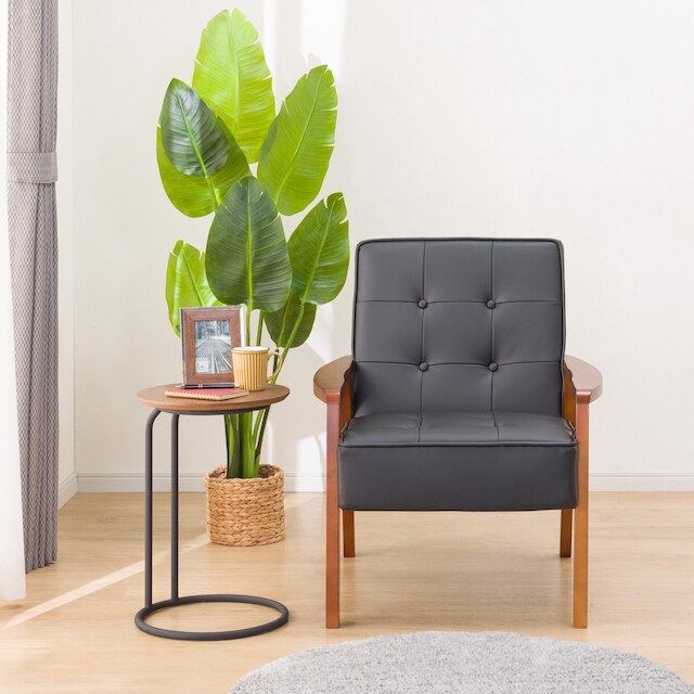 傷･汚れに強い合成皮革1人用ソファ(Nシールドルッキ2 BK/MBR) | Sizeee