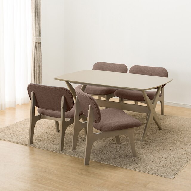 リビングダイニングテーブル5点セット(LDリラックスワイド140GY/1PチェアNSF GY/DMO) | Sizeee