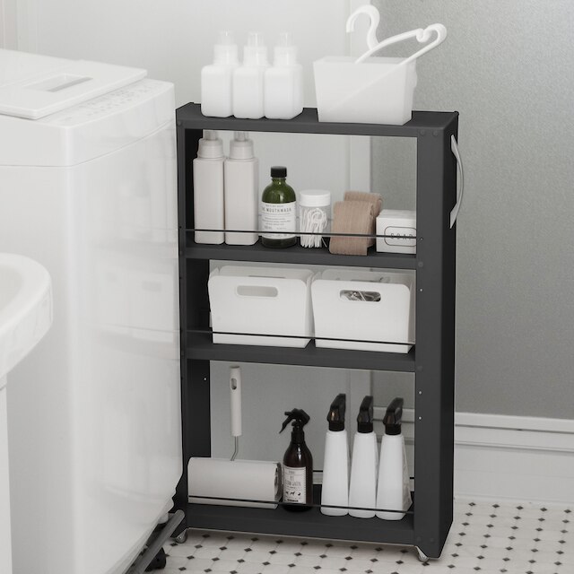 隙間収納スチールワゴン ロータイプ(幅20cm 高さ85cm BK） | Sizeee