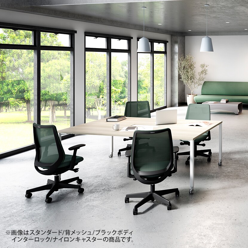 オカムラ ポータム CF86ZZ オフィスチェア 可動肘 背メッシュ エクストラスタンダード ホワイトボディ ハンガー付 ランバー付 ウレタンキャスター インターロック | Sizeee