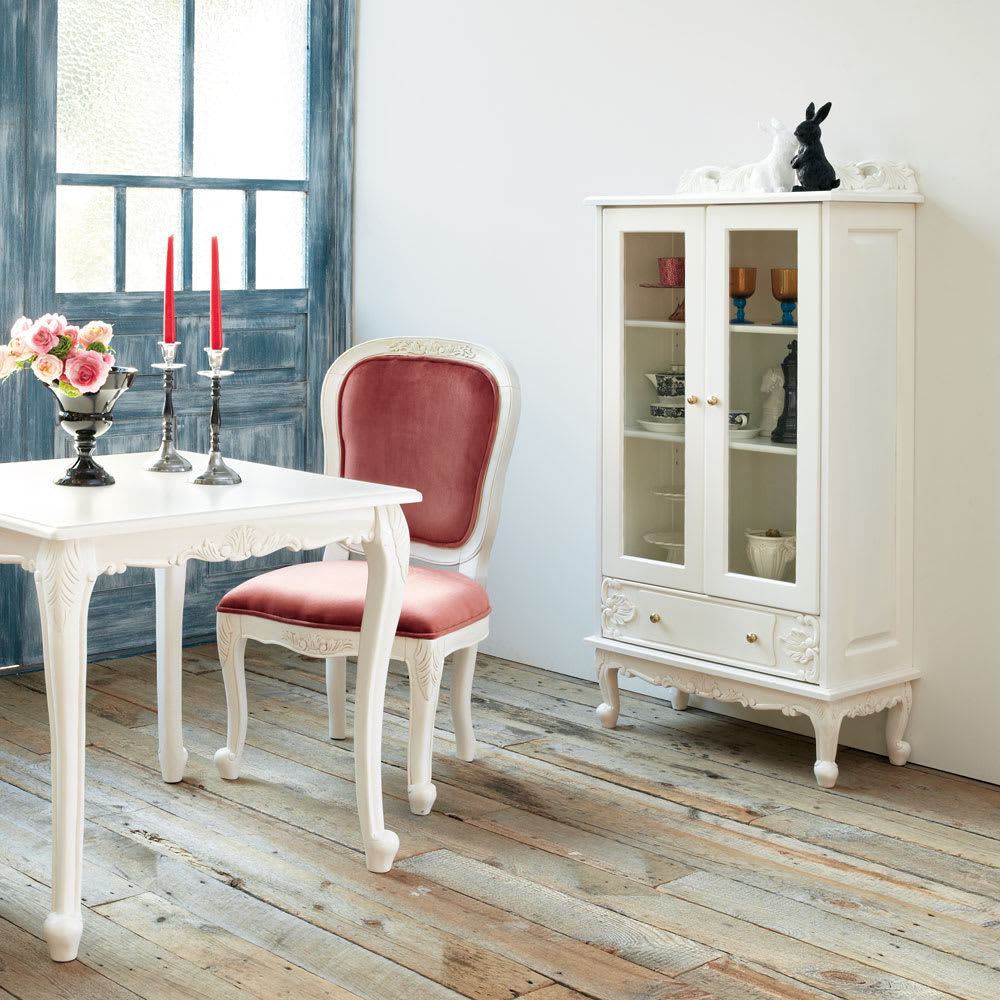 アンティーク クラシック シリーズ ガラス扉キャビネット 幅70cm | Sizeee